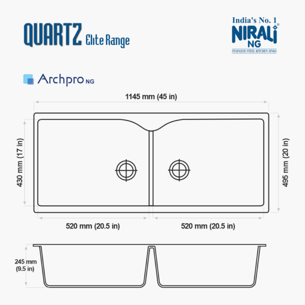 Archpro NG Kitchen Sinks | Quartz Elite Range | Nirali NG Kitchen Sink