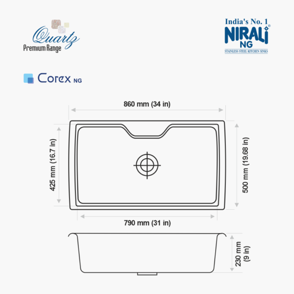 Corex NG Kitchen Sinks | Quartz Premium Range | Nirali NG Kitchen Sink