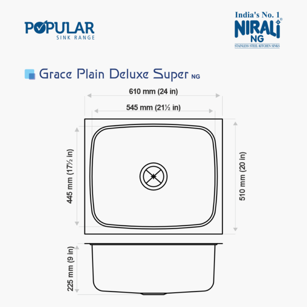 Grace Plain Deluxe NG Kitchen Sinks | Popular Range | Nirali NG Kitchen Sink